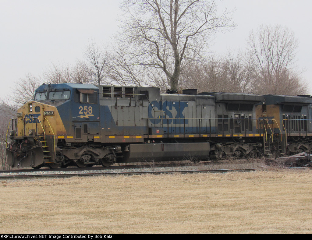 CSX 258 CSX 5107 Road Engines waiting for a train to be put together to haul out of north yard